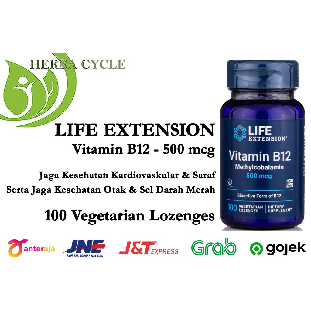 Jual Life Extension Vitamin B12 500 mcg Methylcobalamin 100 Vegetarian ...