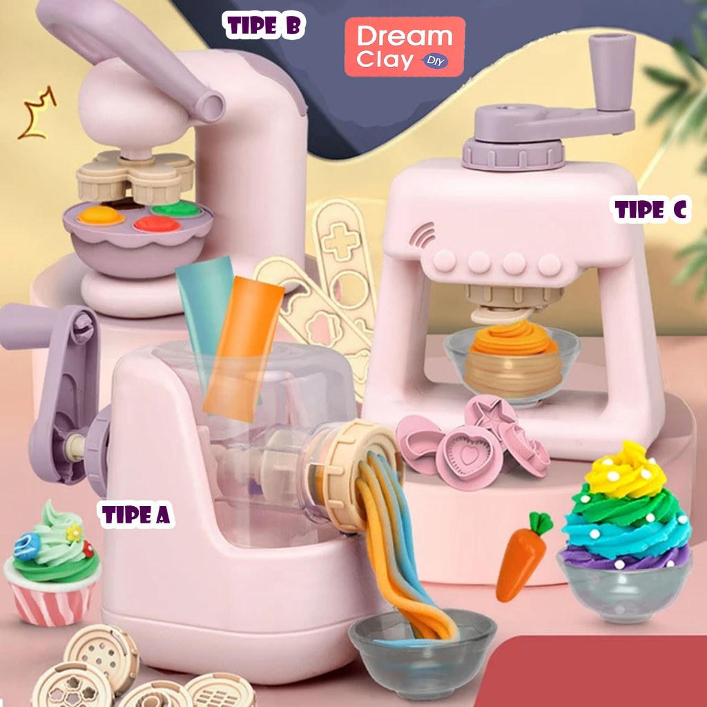 Jual Mainan Anak Pretend Playset Dream Clay Playdough Lilin Clay Mie ...
