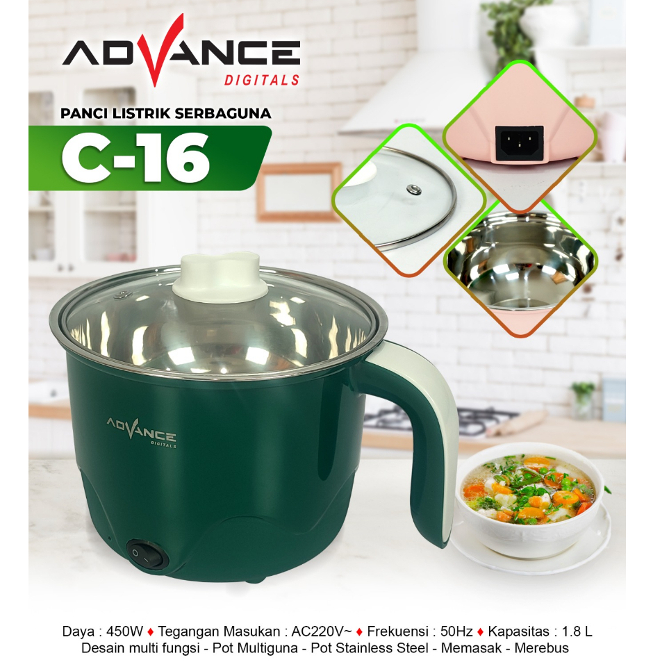 Jual Advance Panci Listrik Multifungsi C16 1.5L Panci Kukusan Steamer Jumbo Panci Eletrik ...