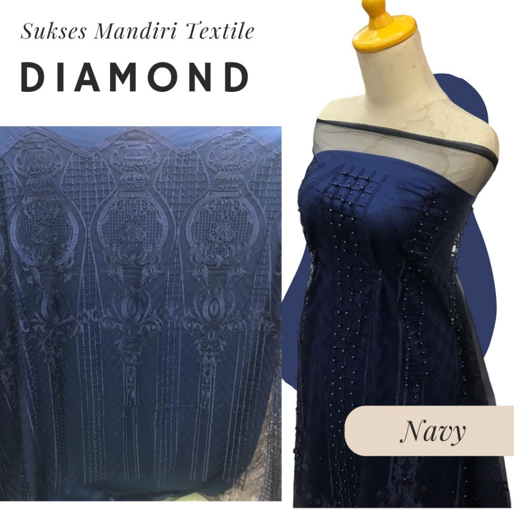 Jual [DIAMOND] Tille Brokat Navy, Harga per 1/2 meter = 50 cm BAHAN ...