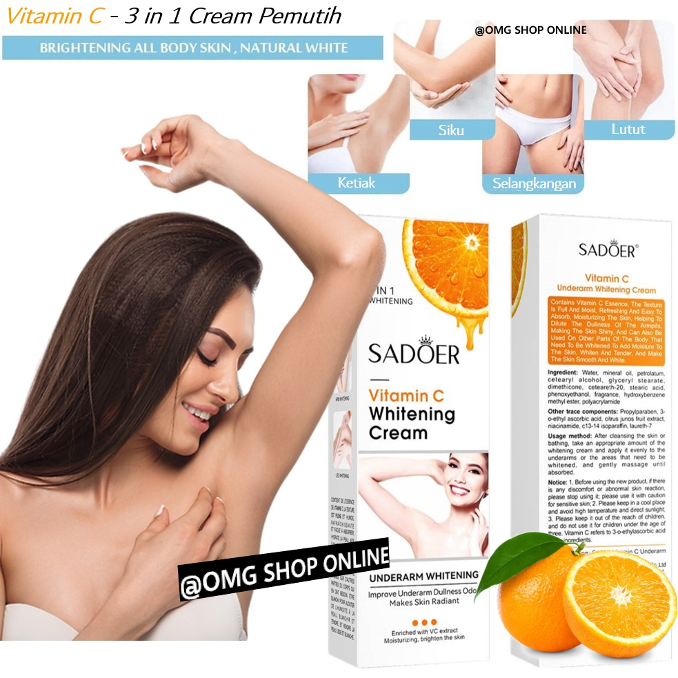 Jual Termurah !!! Sadoer Vitamin C Whitening Cream Underarm Alami 50 Gr Krim Pemutih Ketiak ...