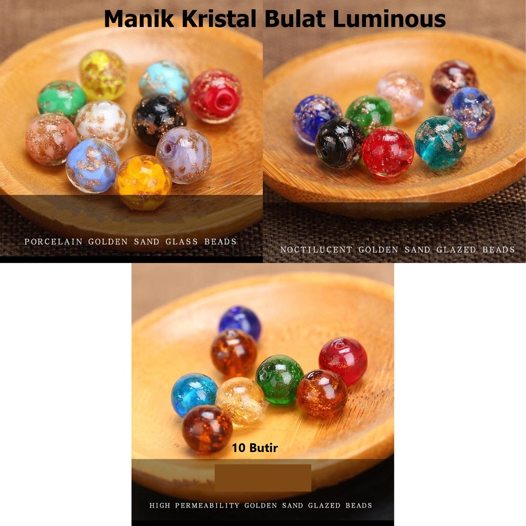 Jual Manik-Manik Kristal Luminous Corak Bunga Bentuk Bulat Lampwork ...