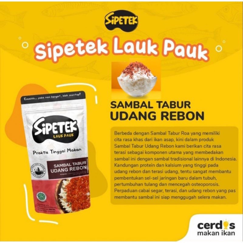 Jual SIPETEK LAUK PAUK SAMBAL TABUR IKAN ROA UDANG REBON ABON IKAN TUNA ...