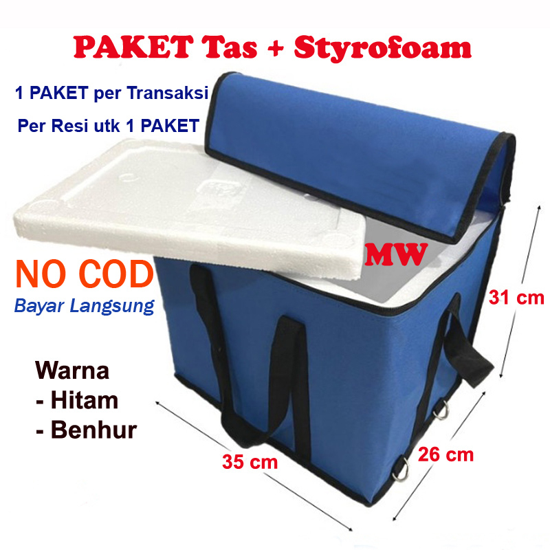 Jual ( NO COD ) PAKET Tas bekal Es Ukuran 35 x 26 x 31 Cm dan Gabus ...