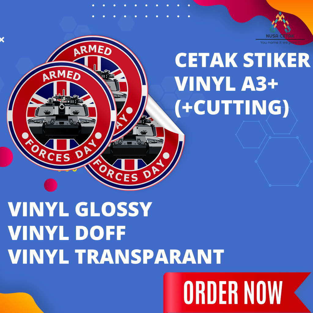 Jual Cetak Sticker Vinyl A3 (Print + Cutting) - Doff / Glossy ...