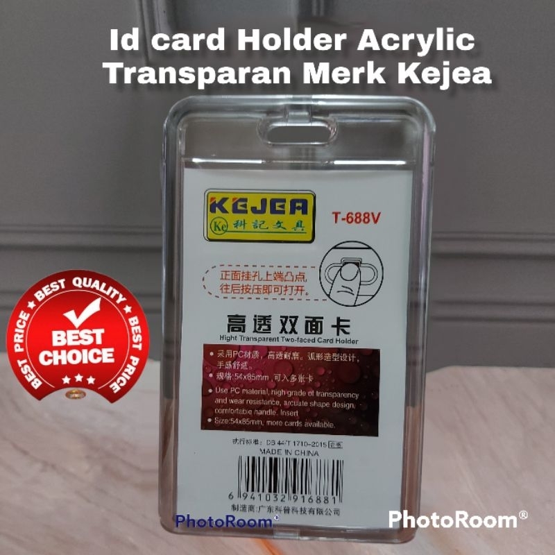 Jual Id Card Holder Acrylic Transparant Kejea (50) Nametag Id Card Holder Mika Casing Id Card ...