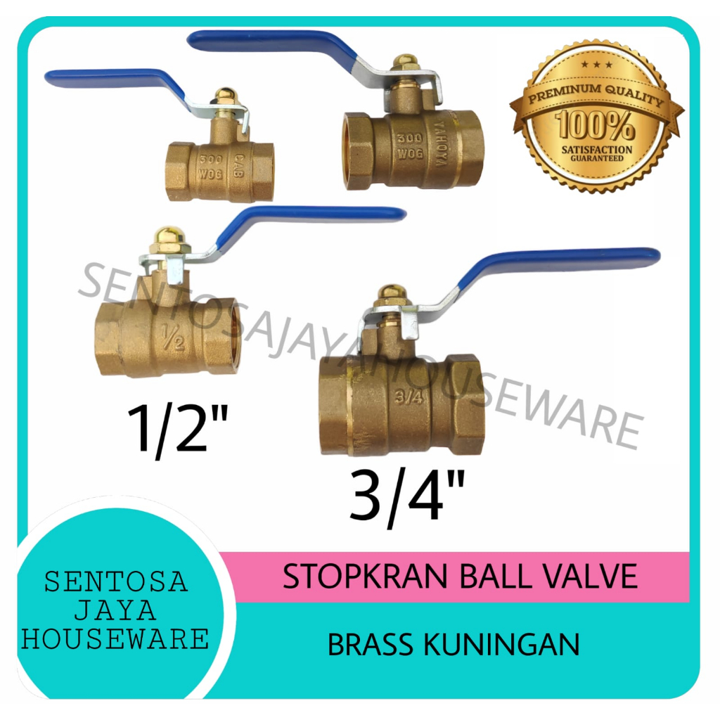 Jual BALL VALVE KUNINGAN BRASS 1/2" 3/4" - STOPKRAN KUNINGAN DRAT 1/2" 3/4" | Shopee Indonesia