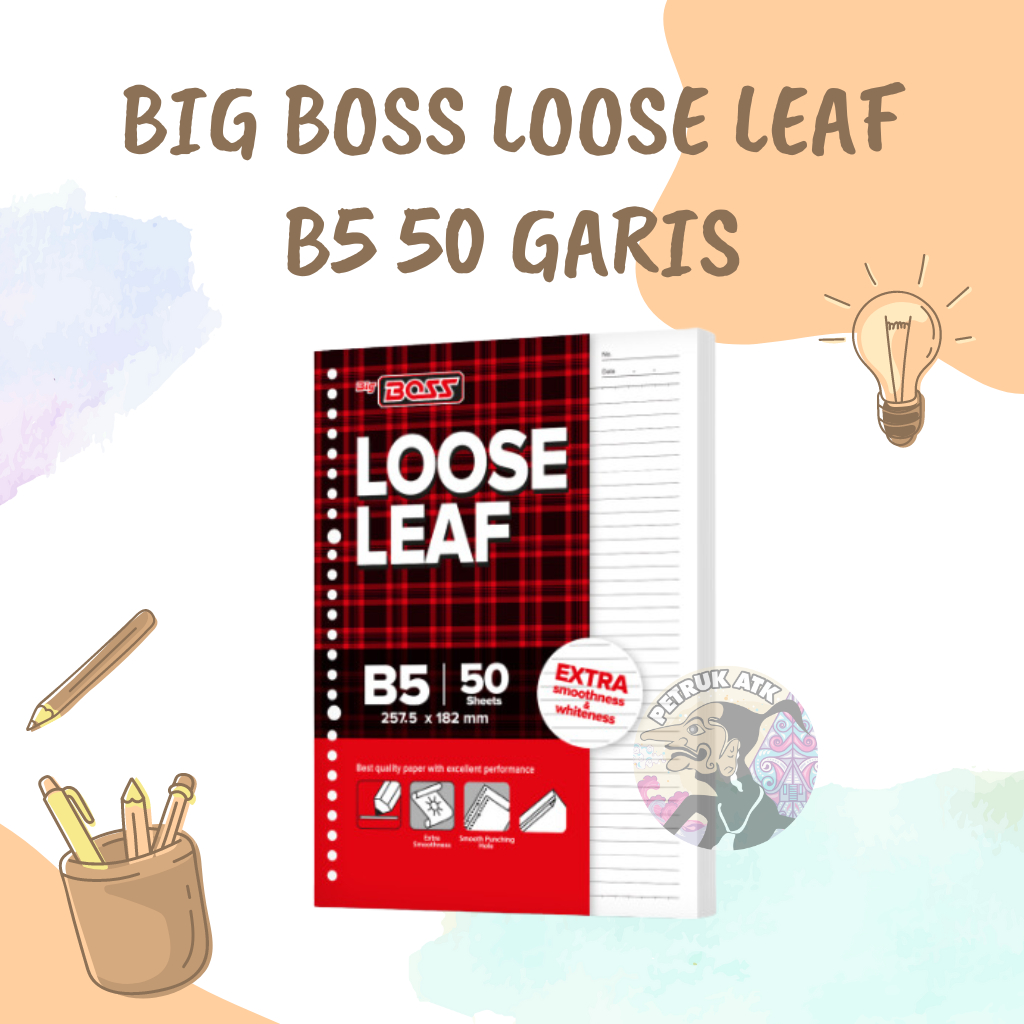 Jual [PAK] LOOSE LEAF BIG BOSS GARIS B5 50 LEMBAR ISI KERTAS BINDER B5 26 LUBANG | Shopee Indonesia