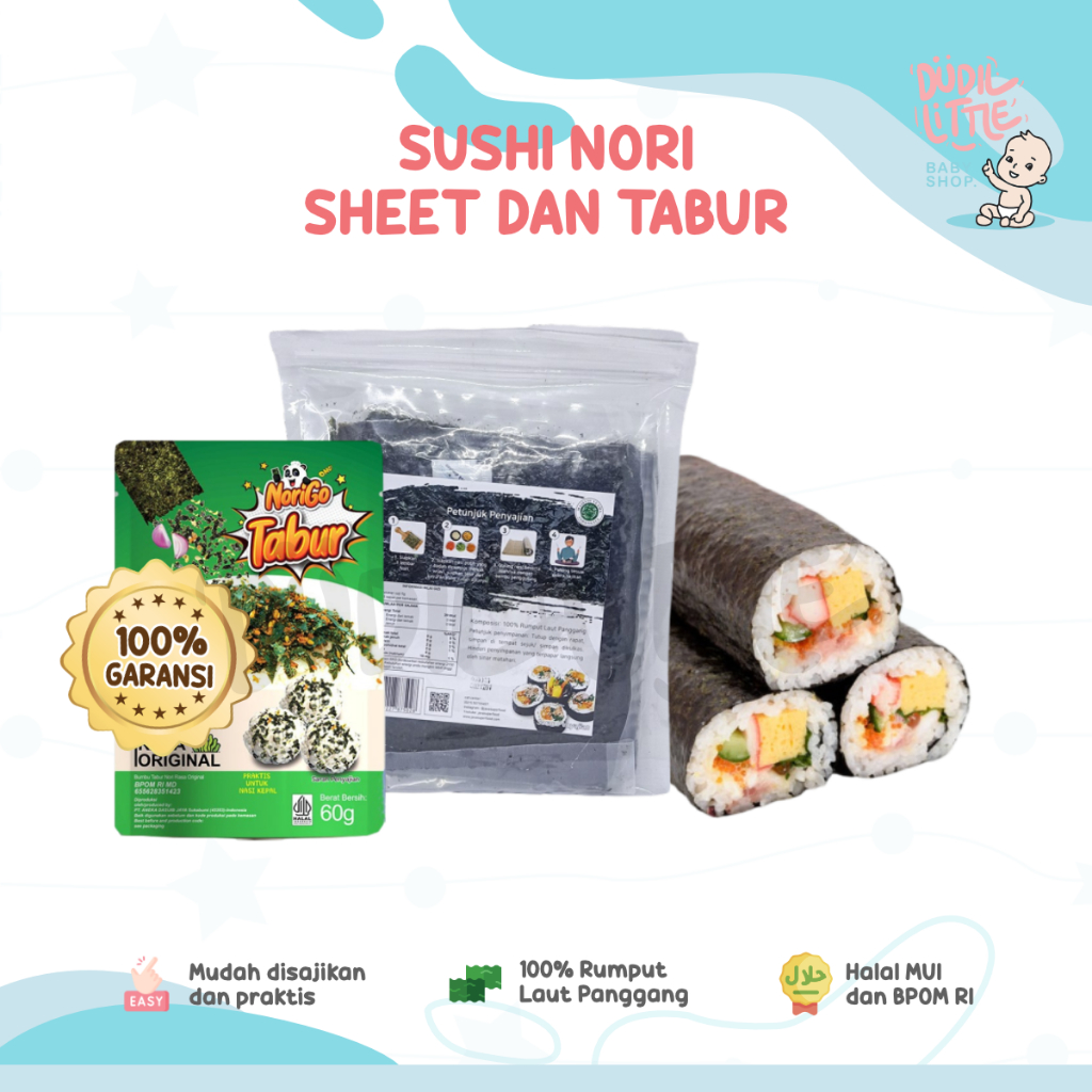 Jual Sushi Nori Java Super Food Seaweed Rumput Laut Panggang Lembar ...