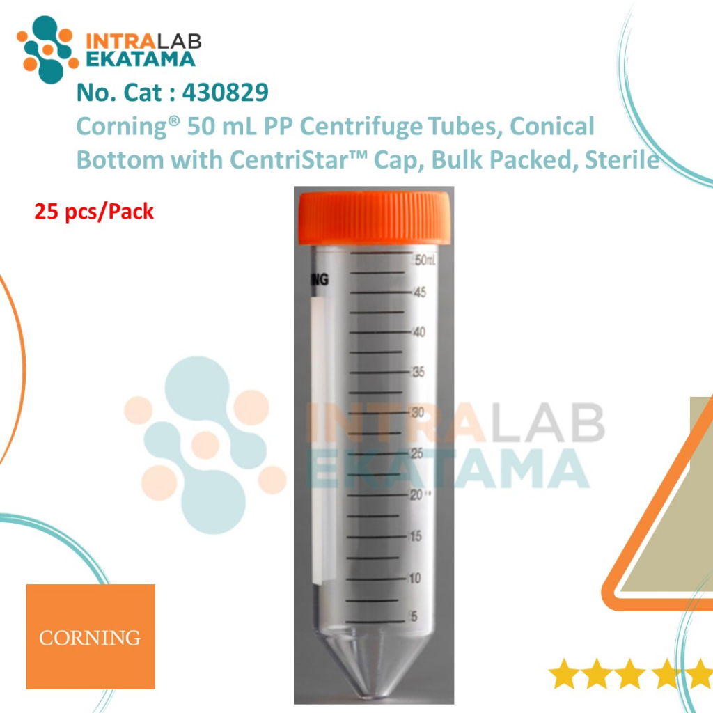 Jual 430829 Corning® 50 mL PP Centrifuge Tubes, Conical Bottom with CentriStar™ Cap, Bulk Packed ...