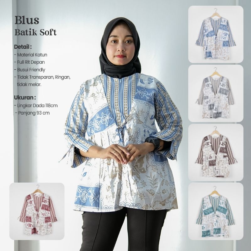 Jual Blus Batik Soft Model Rompi Lengan panjang - Wahyu Kembar | Shopee Indonesia