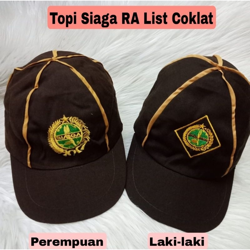 Jual TOPI PRAMUKA SIAGA BORDIR KARET RA List Coklat | Shopee Indonesia