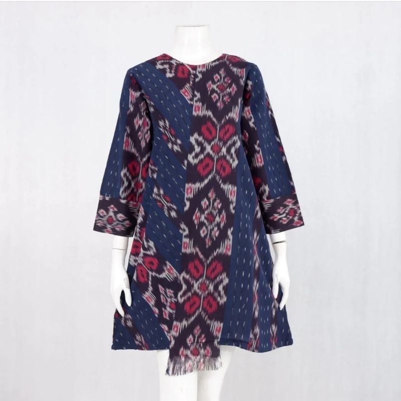 Jual Dress Tenun Asymmetrical Dress Tenun Etnik Dress Tenun Ikat Motif Rote OT50 | Shopee Indonesia