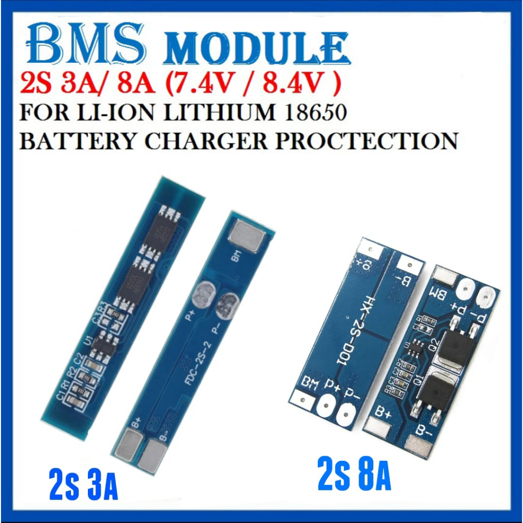 Jual Modul BMS Battery Charger Protection Pelindung Baterai 18650 2S 3A ...