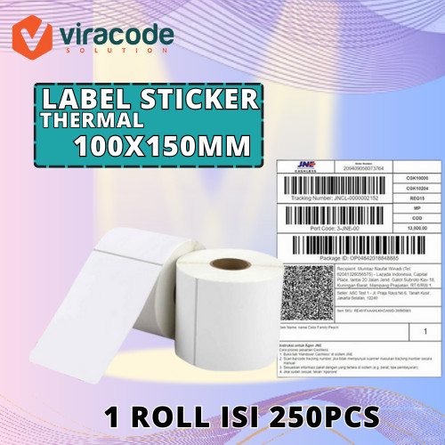 Jual LABEL BARCODE 100 X 150 KERTAS STICKER THERMAL 100x150 mm (250 pcs) | Shopee Indonesia
