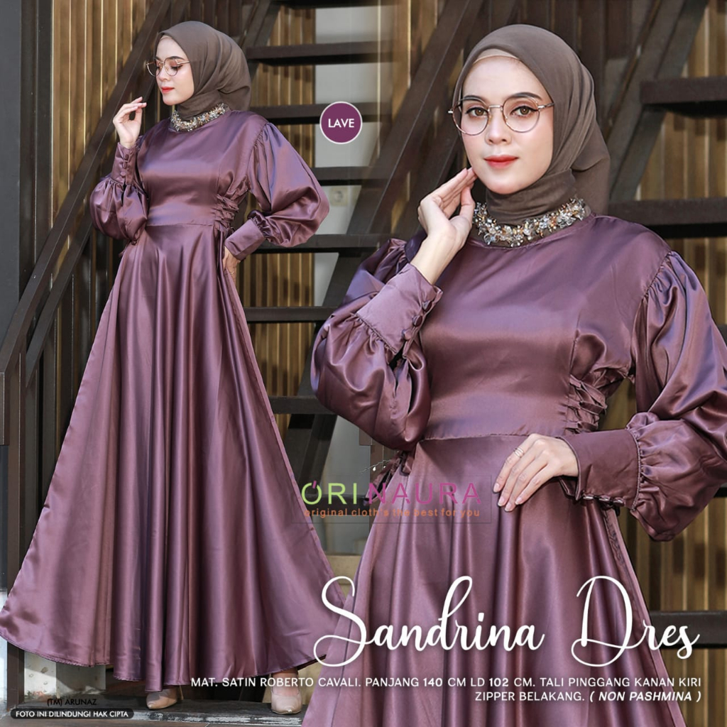 Jual Sandrina Dress Gamis lebaran Muslim bahan Satin premium Gamis ...