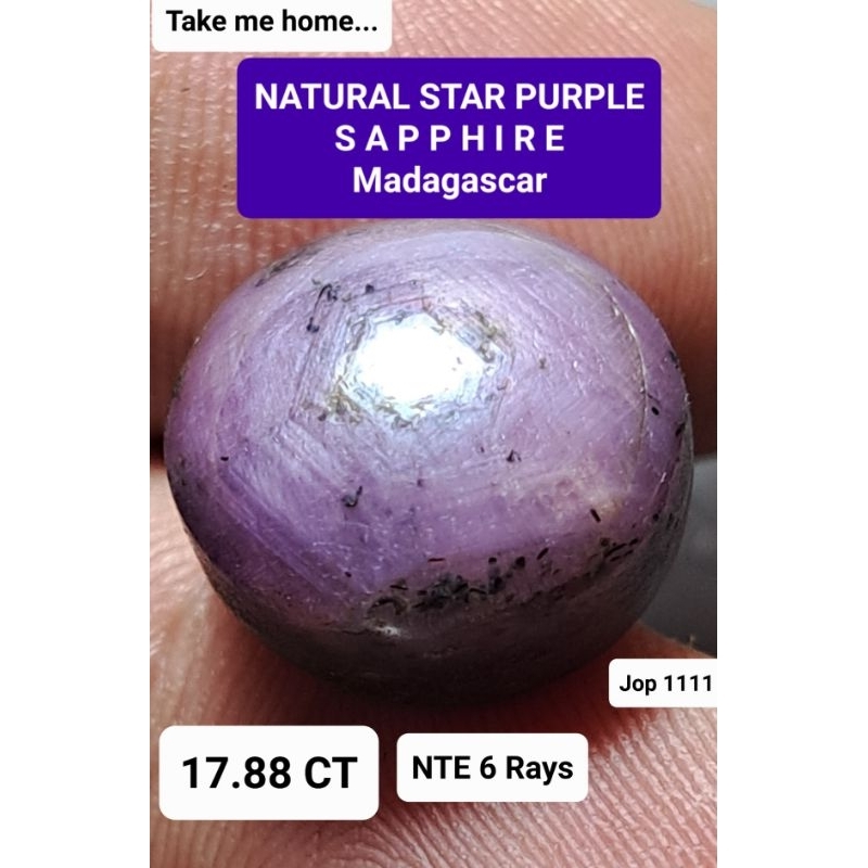 Jual Batu Natural STAR PURPLE SAPPHIRE 17.88 Ct Jumbo NTE + Certified ...
