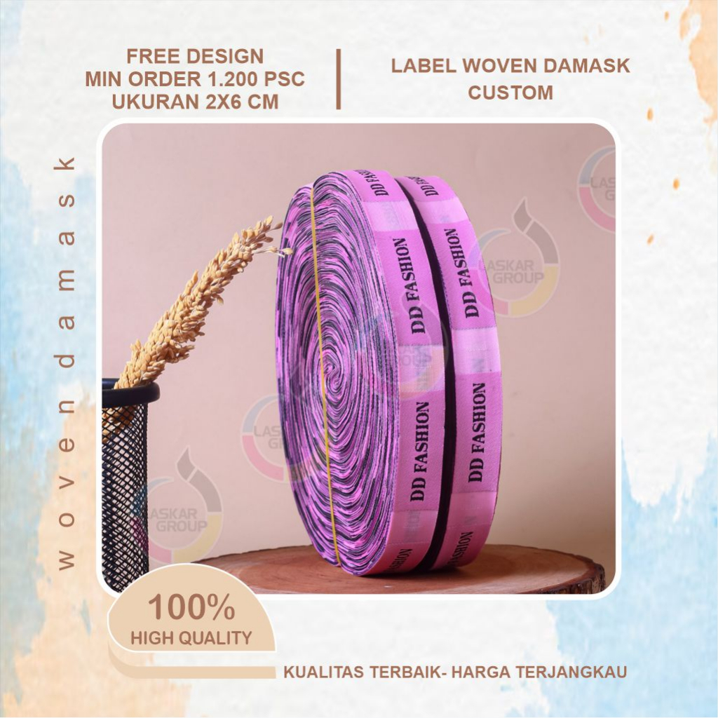 Jual ukuran 2x6cm/label baju custom/label baju woven/lebel merk baju ...