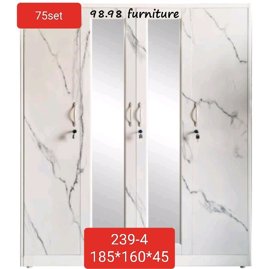 Jual Lemari Pakaian Marble 4 pintu Lemari Baju Plat Besi - Medan | Shopee Indonesia