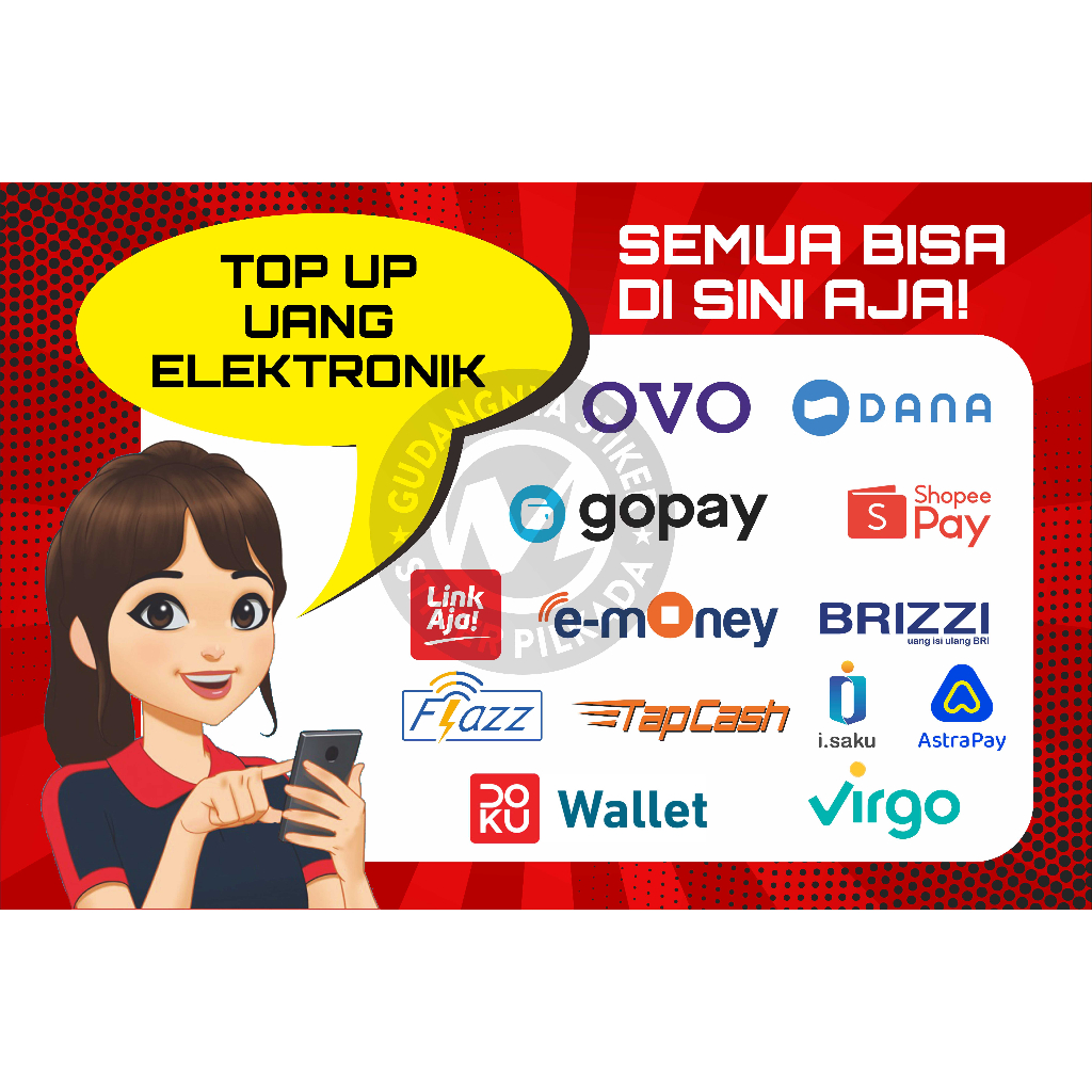 Jual STIKER VINYL TEMPELAN KONTER E WALLET / TOP UP | Shopee Indonesia