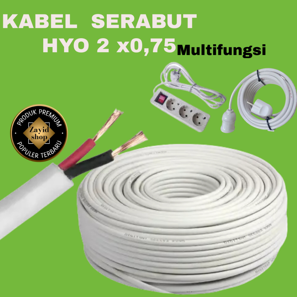 Jual Kabel Listrik Hyo x 0,75 Serabut meteran Multifungsi cable ...