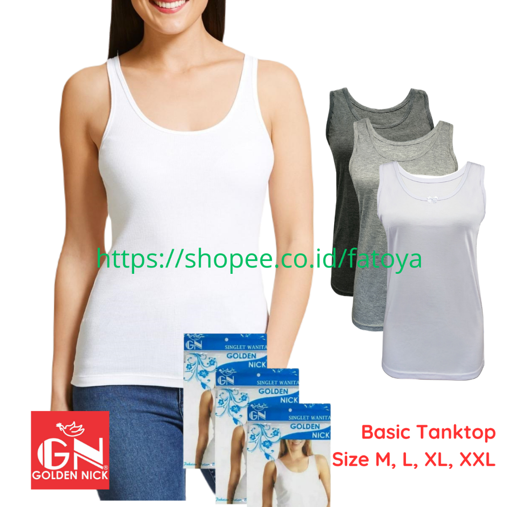 Jual GOLDEN NICK Kaos Singlet Tanktop Perempuan PUTIH/ABU | Shopee ...
