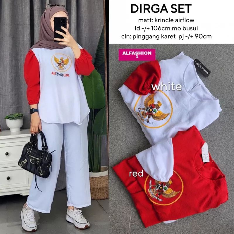 Jual Setelan Merah putih/Atasan Merah putih/Tunik merah putih /Jilbab ...