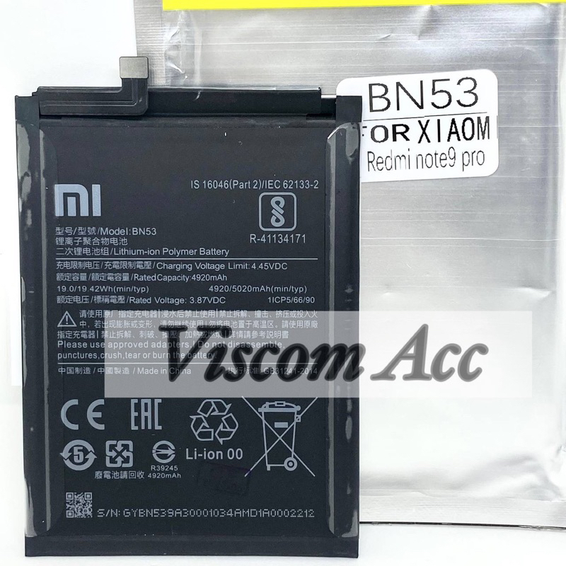 Jual Baterai Xiaomi Redmi note 9 pro original BN53 / BN-53 | Shopee ...