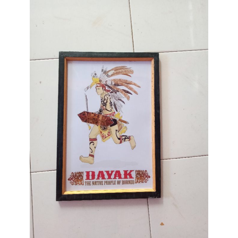 Jual Hiasan dinding poster Dayak Kalimantan plus Bingkai ukuran 53×35 ...