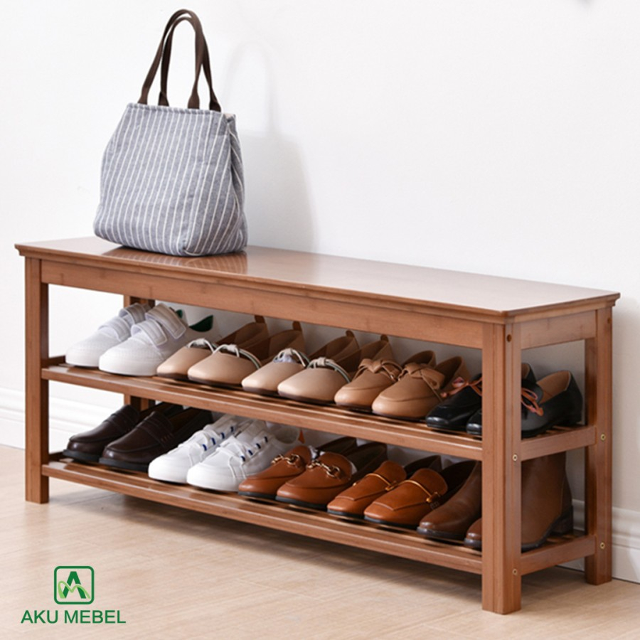 Jual Rak Sepatu Penyimpanan Simple Rak Sepatu Kayu Mahoni Solid ...