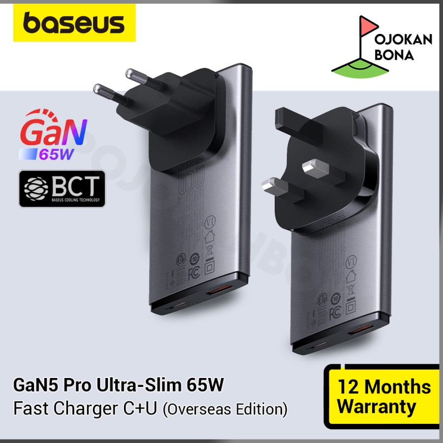 Jual Baseus GaN5 Pro Ultra-Slim Fast Charger C+U 65W Overseas Edition ...