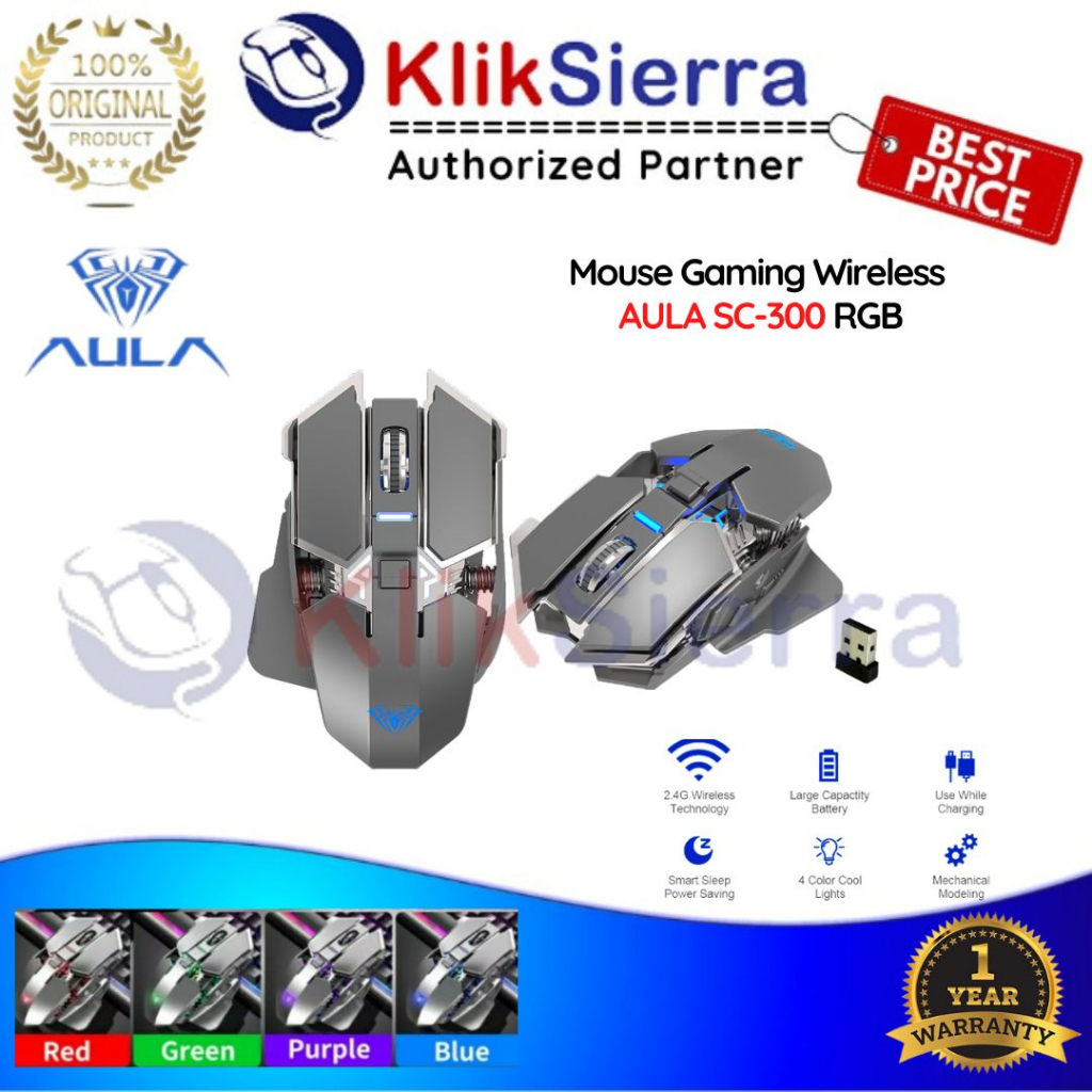 Jual Mouse Gaming Wireless AULA SC-300 RGB 2.4GHz SC300 | Shopee Indonesia