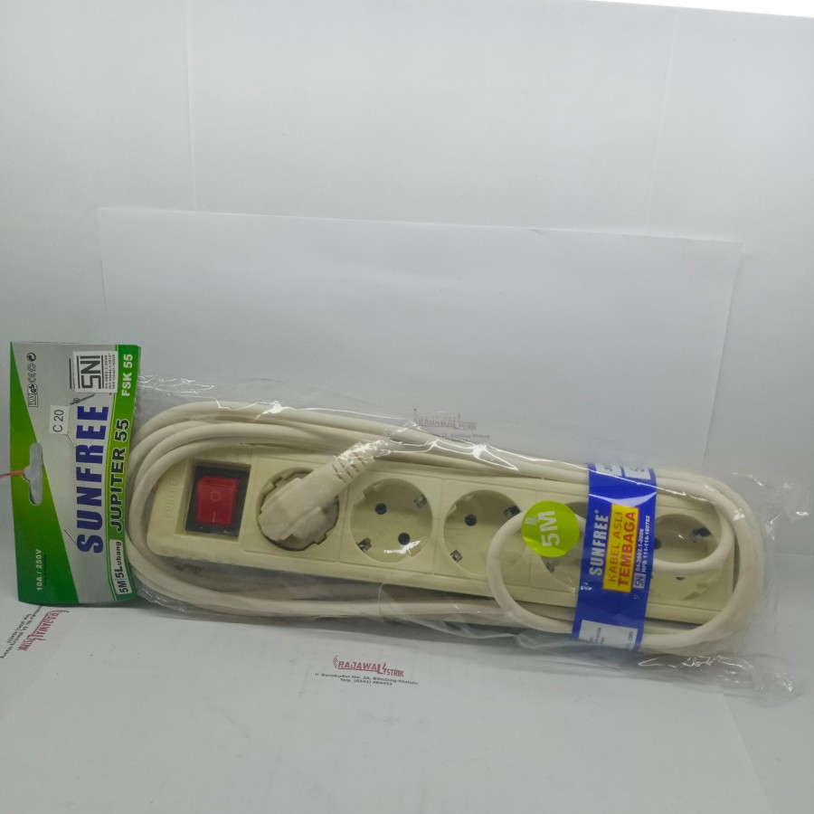 Jual Stop kontak + saklar kabel 5m 3lubang 4llubang 5lubang terminal ...