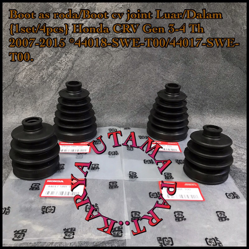 Jual Boot As Roda/Boot CV Joint Luar/Dalam 1 set/4Pcs Honda CRV Gen 3-4 TH 2007-2015/44018-SWE ...