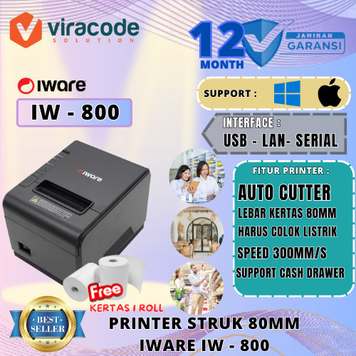 Jual PRINTER THERMAL IWARE IW-800 Auto Cutter High Speed Premium ...
