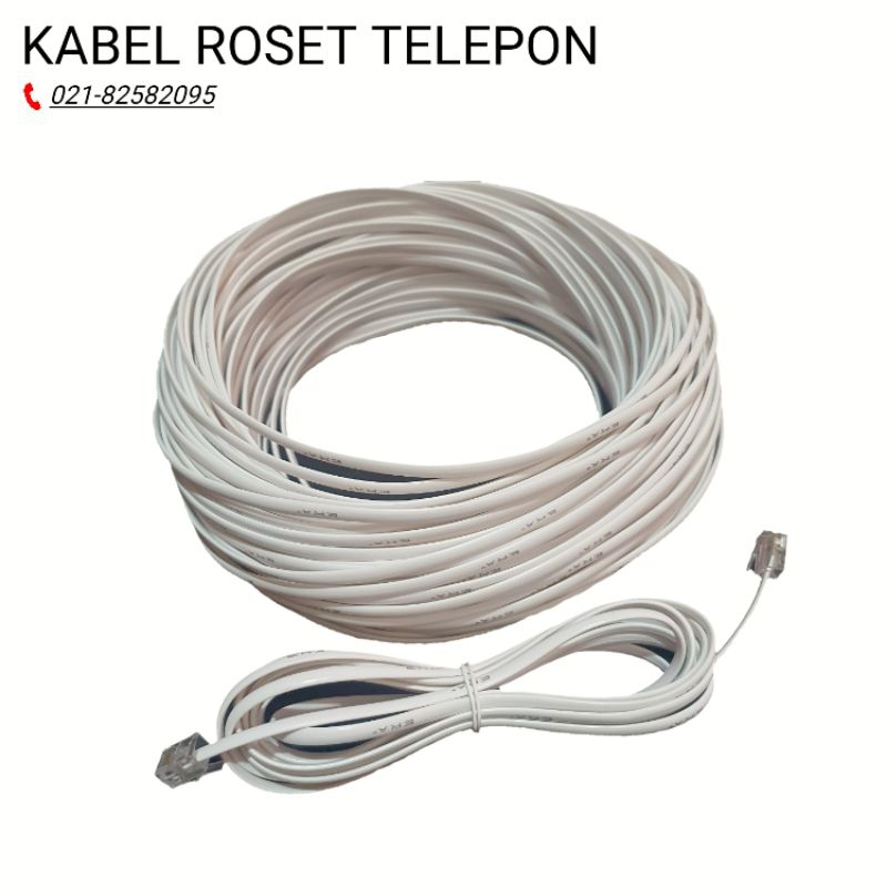 Jual Kabel Roset Telepon + Pin RJ11 / Kabel Line Telepon Ukuran 15 Mtr ...