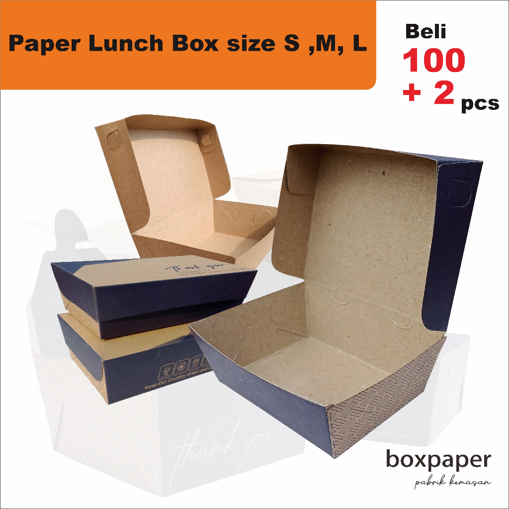 Jual Paper Lunch Box Size S M L Kraft Laminasi Dus Box Kemasan Makanan ...