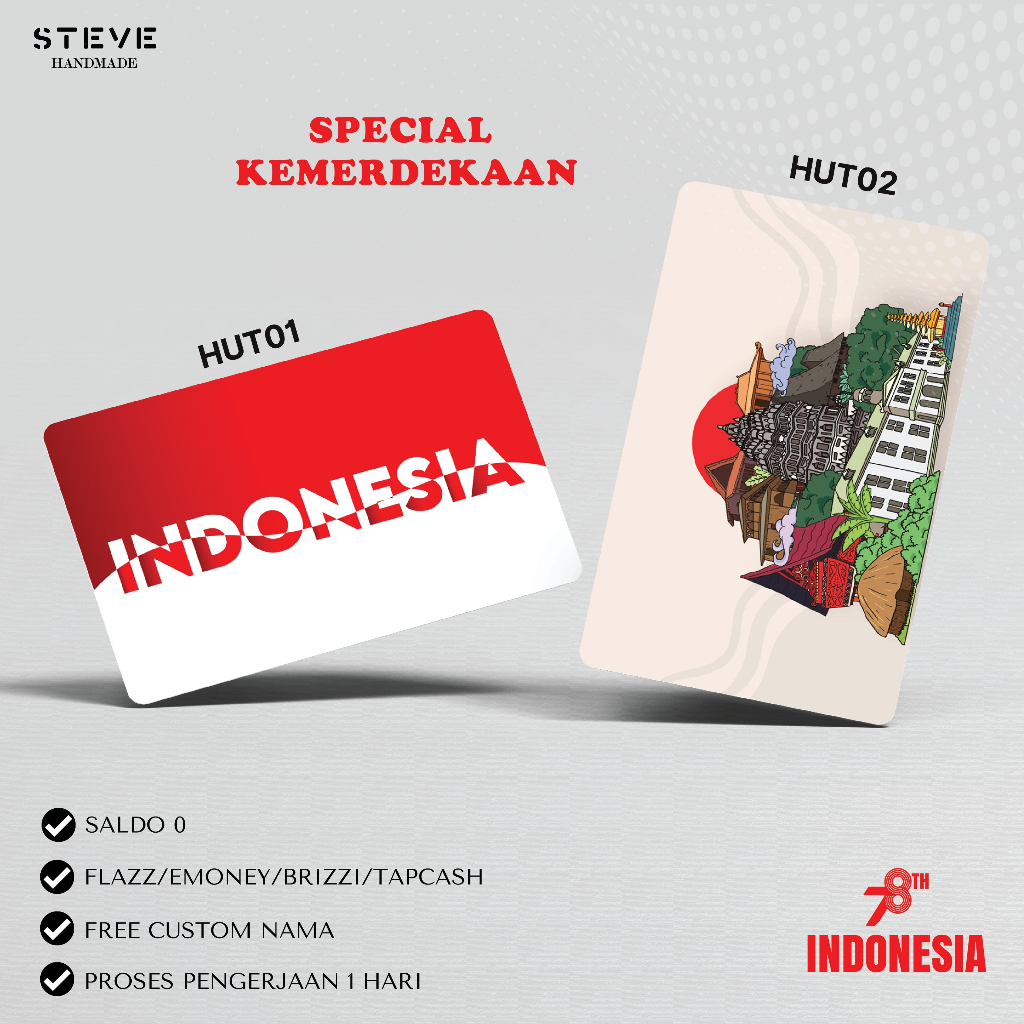 Jual Flazz Gen 2 Emoney Brizzi Tapcash Kemerdekaan Edition Custom Nama UV Print | Shopee Indonesia