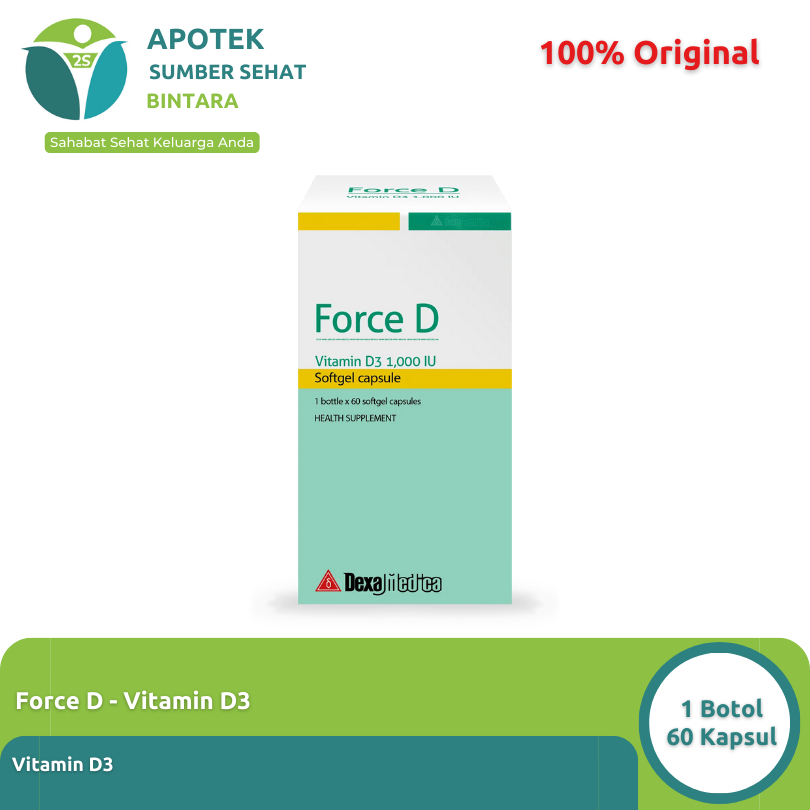 Jual Force D vitamin D 1 Botol 60 Kapsul | Shopee Indonesia