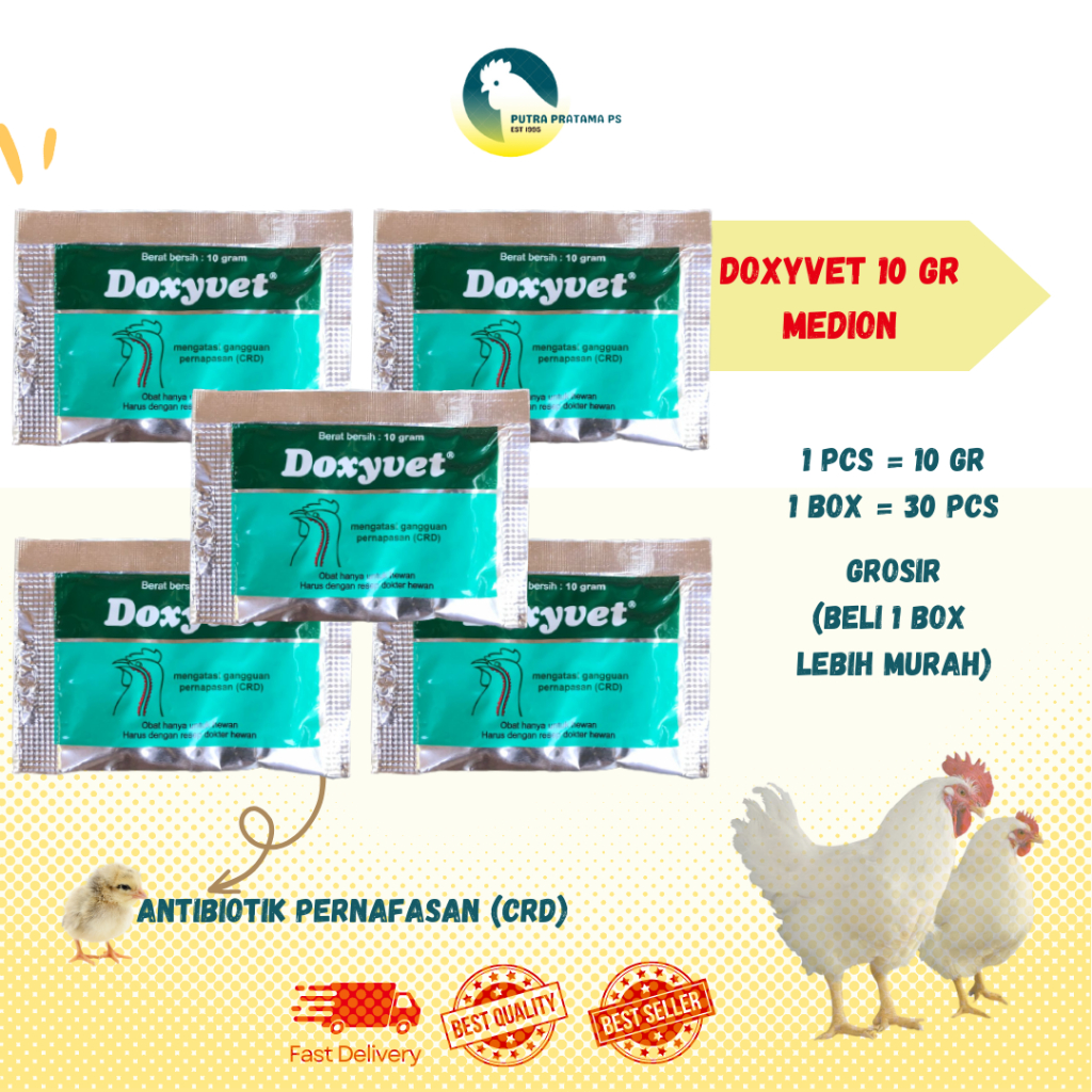 Jual DOXYVET 10 GR Antibiotik Pernafasan Obat Ngorok CRD Pernafasan ...
