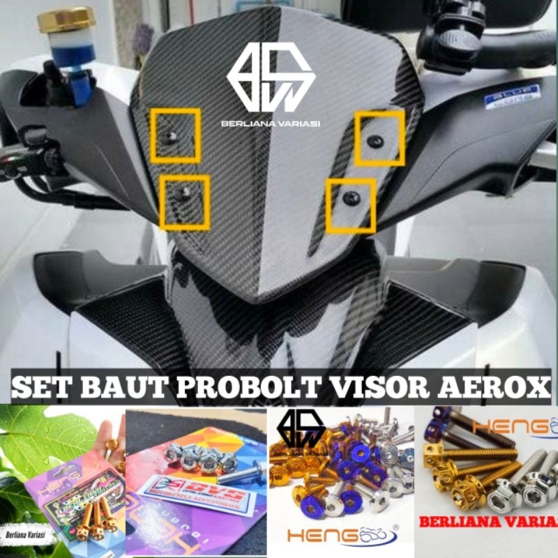 Jual set baut probolt visor aerox full stainles original Heng | Shopee ...