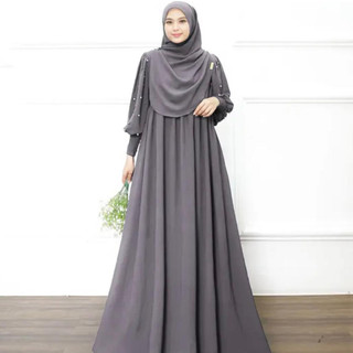 Jual Sarah Set Syar'i Hijab Pashmina Crinkle Airflow - Dress Lengan ...