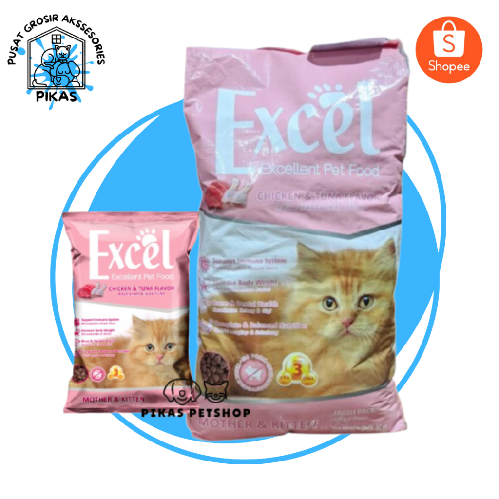 Jual Cat Food Excel Mother Kitten Chicken Tuna Pink - Segitiga | Shopee ...