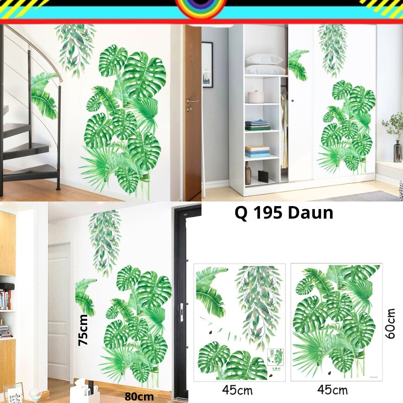 Jual WALLSTICKER WALL STICKER STIKER HIASAN DINDING POHON Q 195 DAUN MONSTERA HIJAU WALLPAPER ...