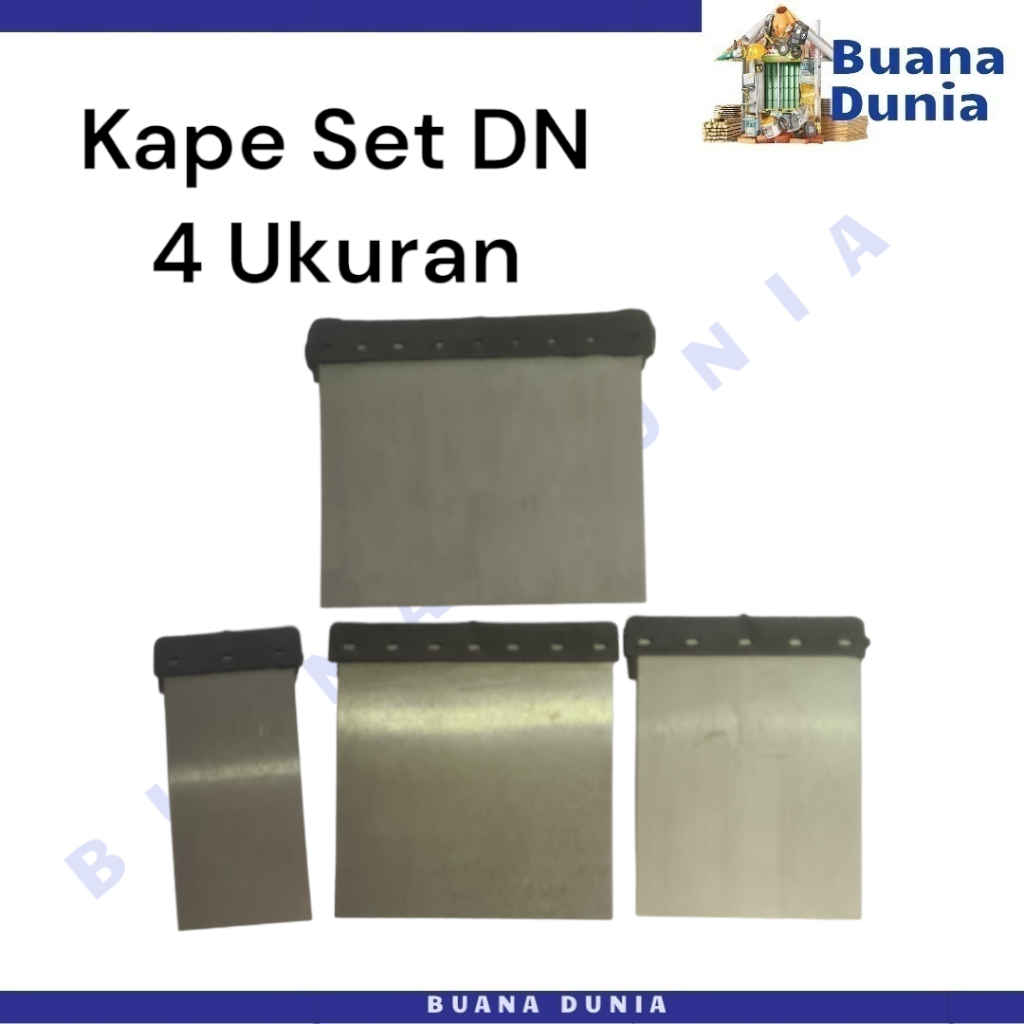 Jual Kape Set BI 4Pcs | Kape Plat Besi | Plamir | Scraper Set | (1Set ...