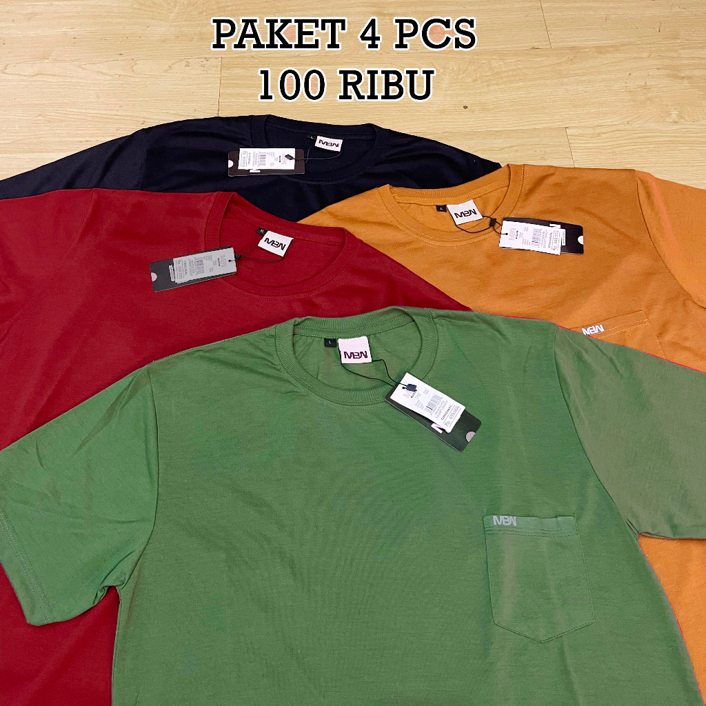 Jual Baju Kaos Pocket Saku 100 ribu dapat 4 / Kaos Pria / Kaos Polos 100 4 / MBN Original Local ...