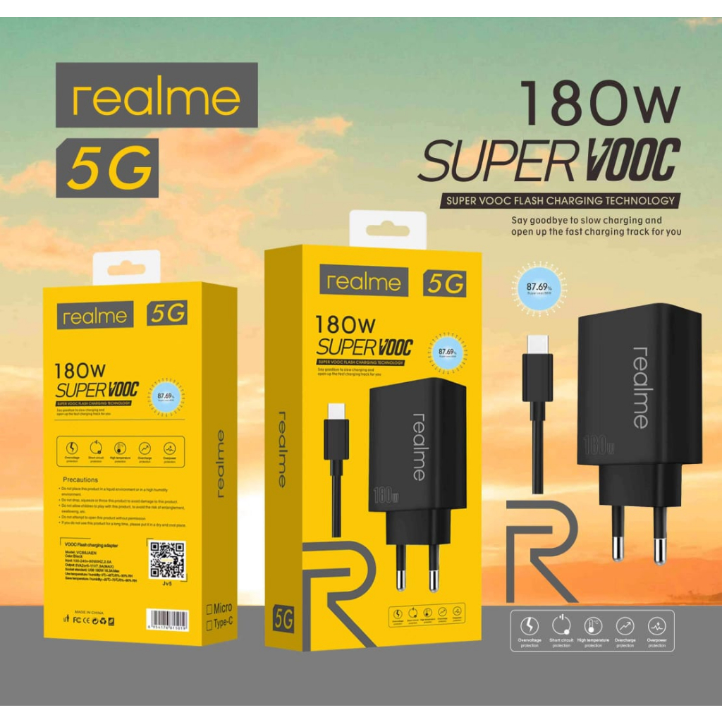 Jual Charger REALME 180W 5G TYPE-C 1USB SUPER VOOC Casan REALME 180W 5G ...