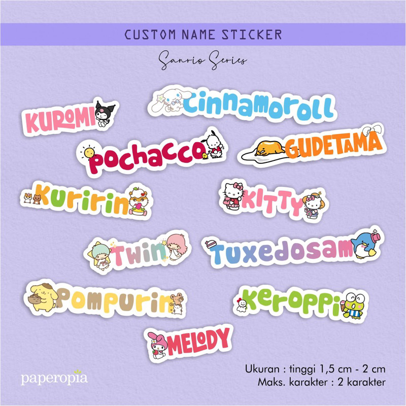 Jual sticker label nama lucu sanrio wednesday unicorn stiker anti air ...