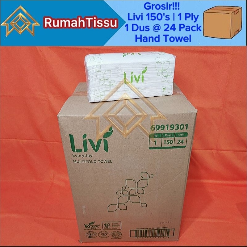 Jual [1 Dus @ 24 Pack] Livi Everyday Multifold Hand Towel 150 Sheets 1 Ply Tissue Wastafel Tisu ...