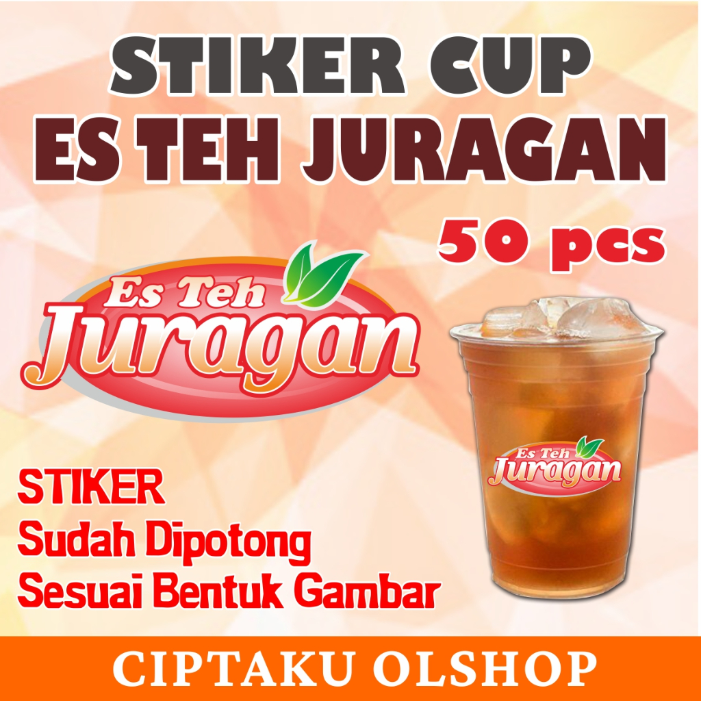 Jual stker label cup minuman es teh juragan | Shopee Indonesia